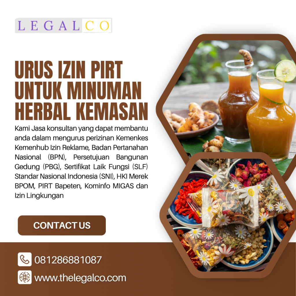 URUS IZIN PIRT MINUMAN HERBAL KEMASAN - THE LEGAL CO